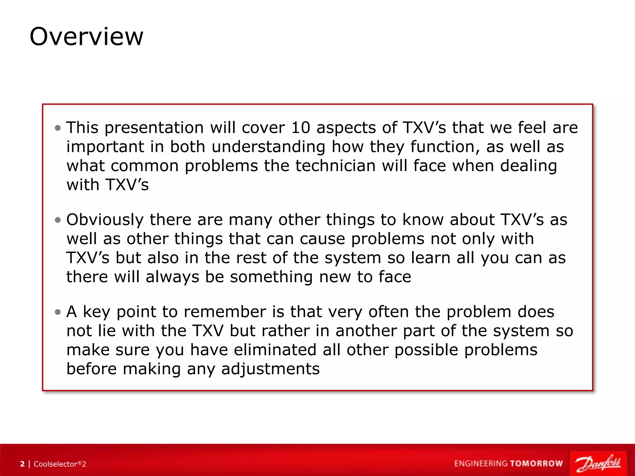 Ten things about txv operation troubleshooting - Danfoss Cooling | PPTX