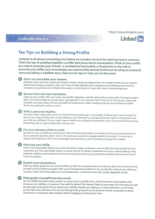 Ten tips on building a strong profile | PDF