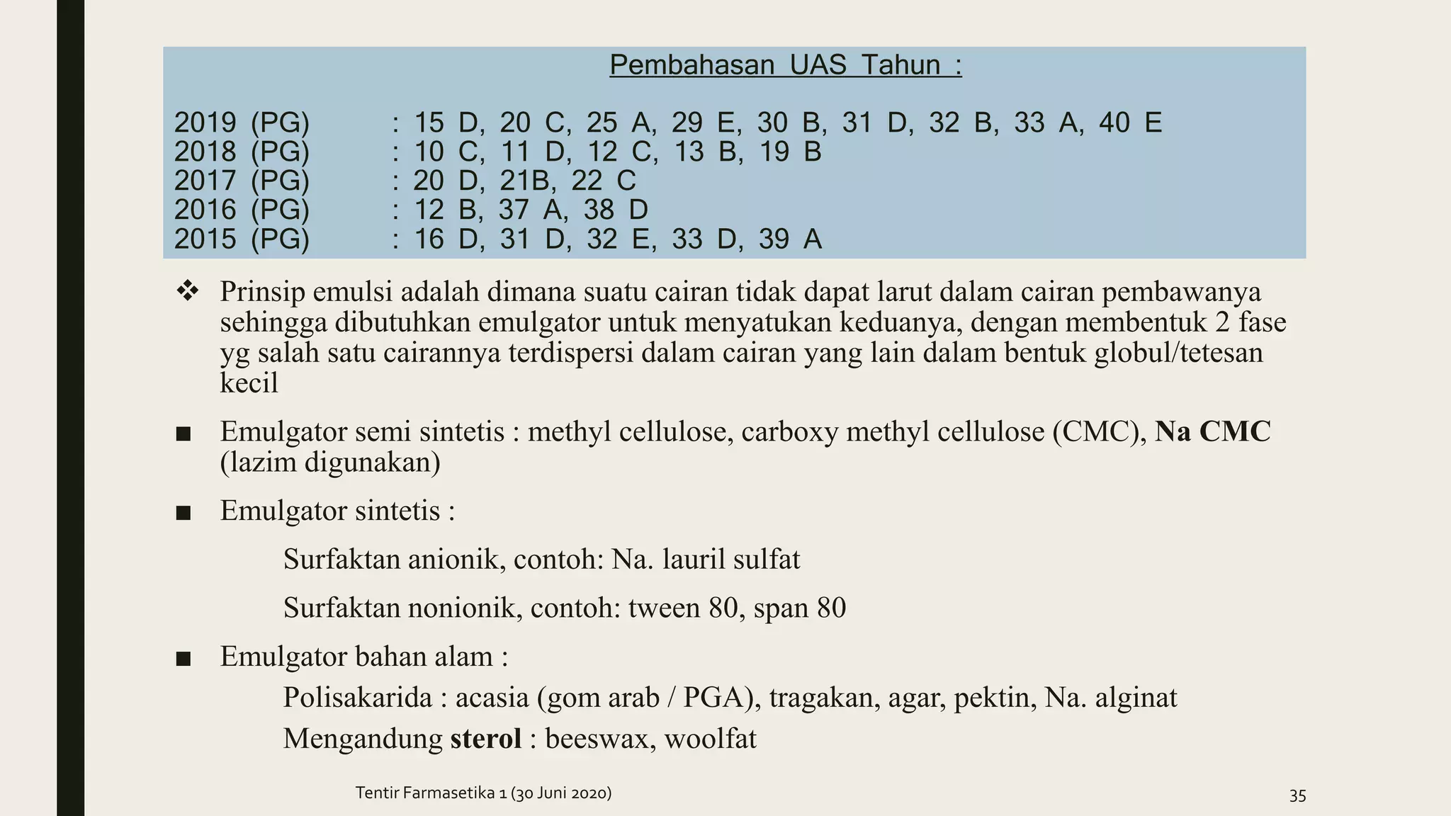 Rangkuman dan Pembahasan Contoh Soal Farmasetika Dasar | PPTX