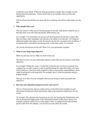 Ten tough interview questions and ten great answers | PDF