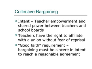 Tenure, collective bargaining, and teacher strikes | PPT