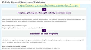 Ten Warning Signs of Alzheimer's Disease and Dementia | PPT