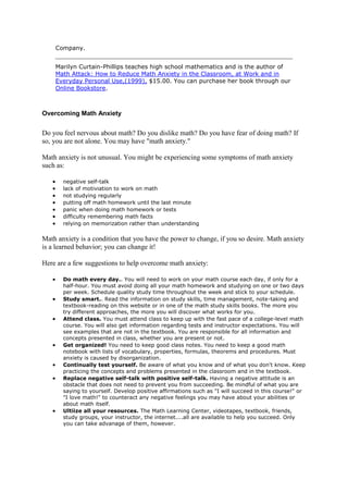 Ten ways to reduce anxiety | PDF