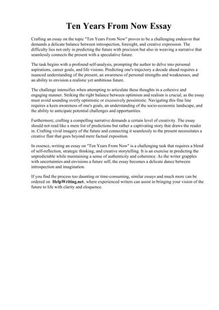 Ten Years From Now Essay. How do I see myself five years from now Essay ...