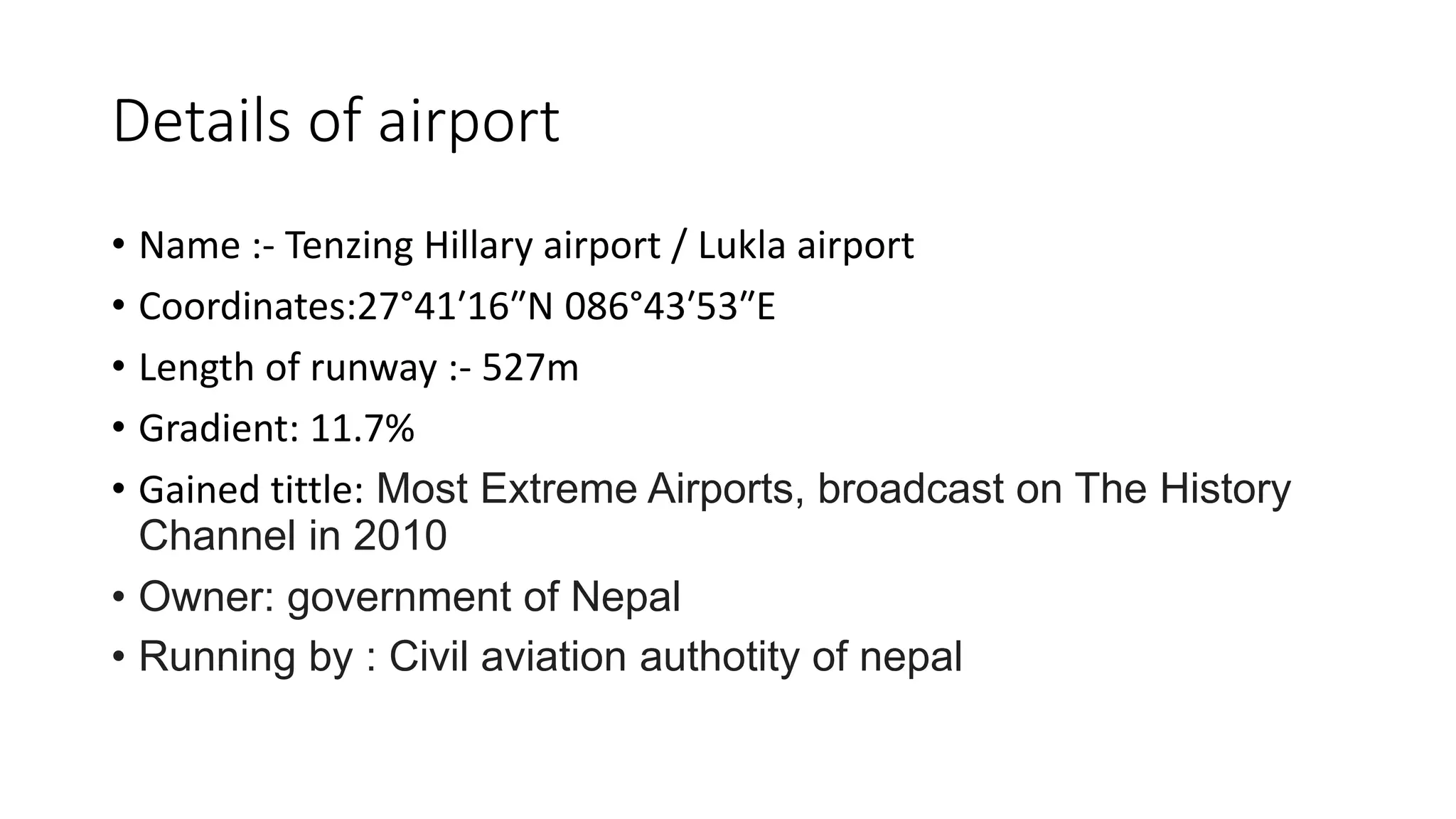 Tenzing hillary airport | PPTX