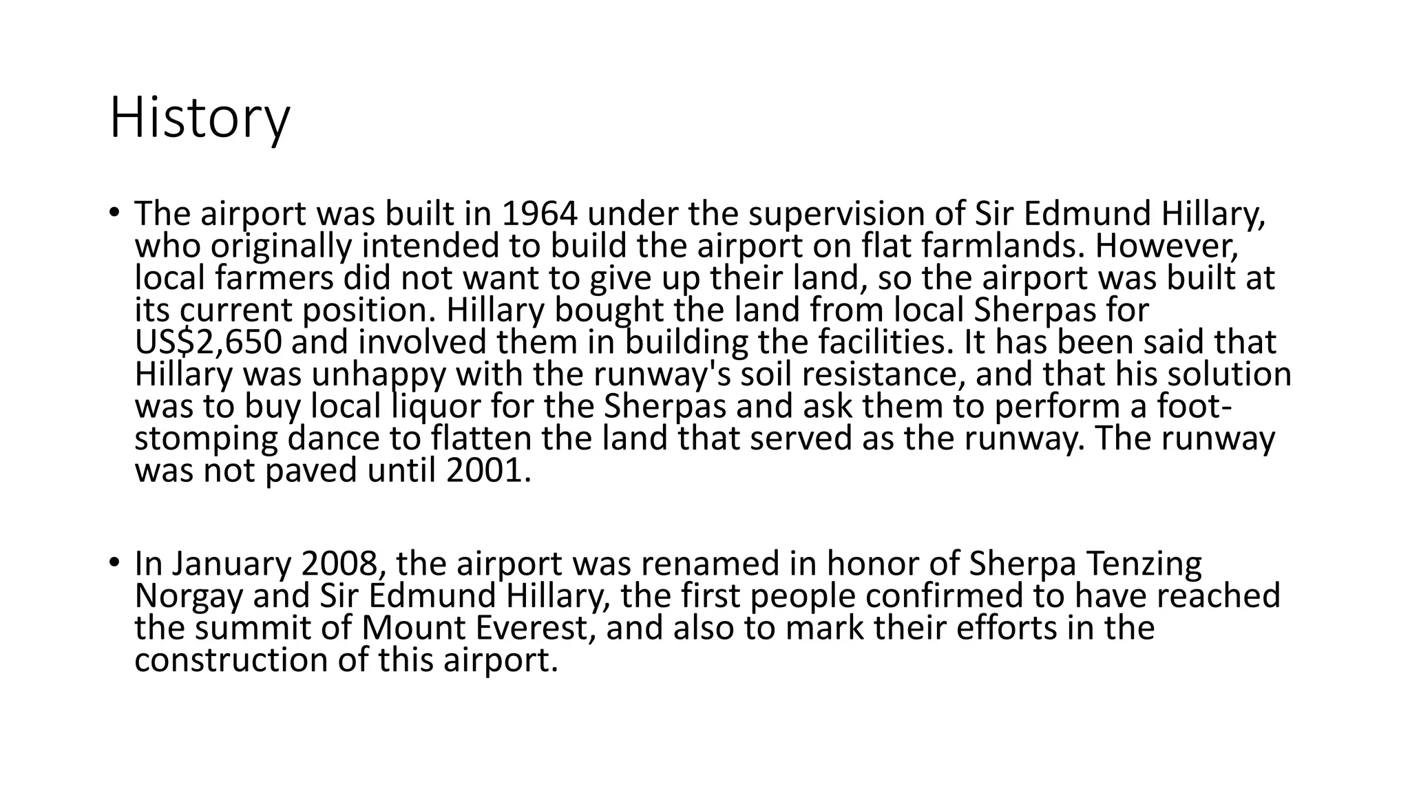 Tenzing hillary airport | PPTX