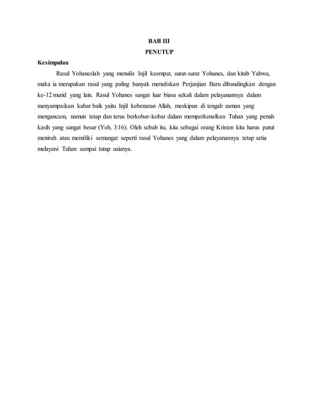 Teologi PB II...Paper tokoh - Rasul Yohanes | DOCX