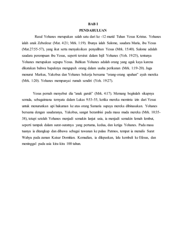 Teologi PB II...Paper tokoh - Rasul Yohanes | DOCX