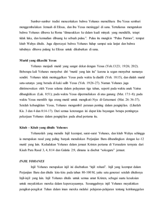 Teologi PB II...Paper tokoh - Rasul Yohanes | DOCX