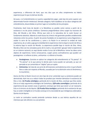 Teoría del conocimiento de Kant | DOCX