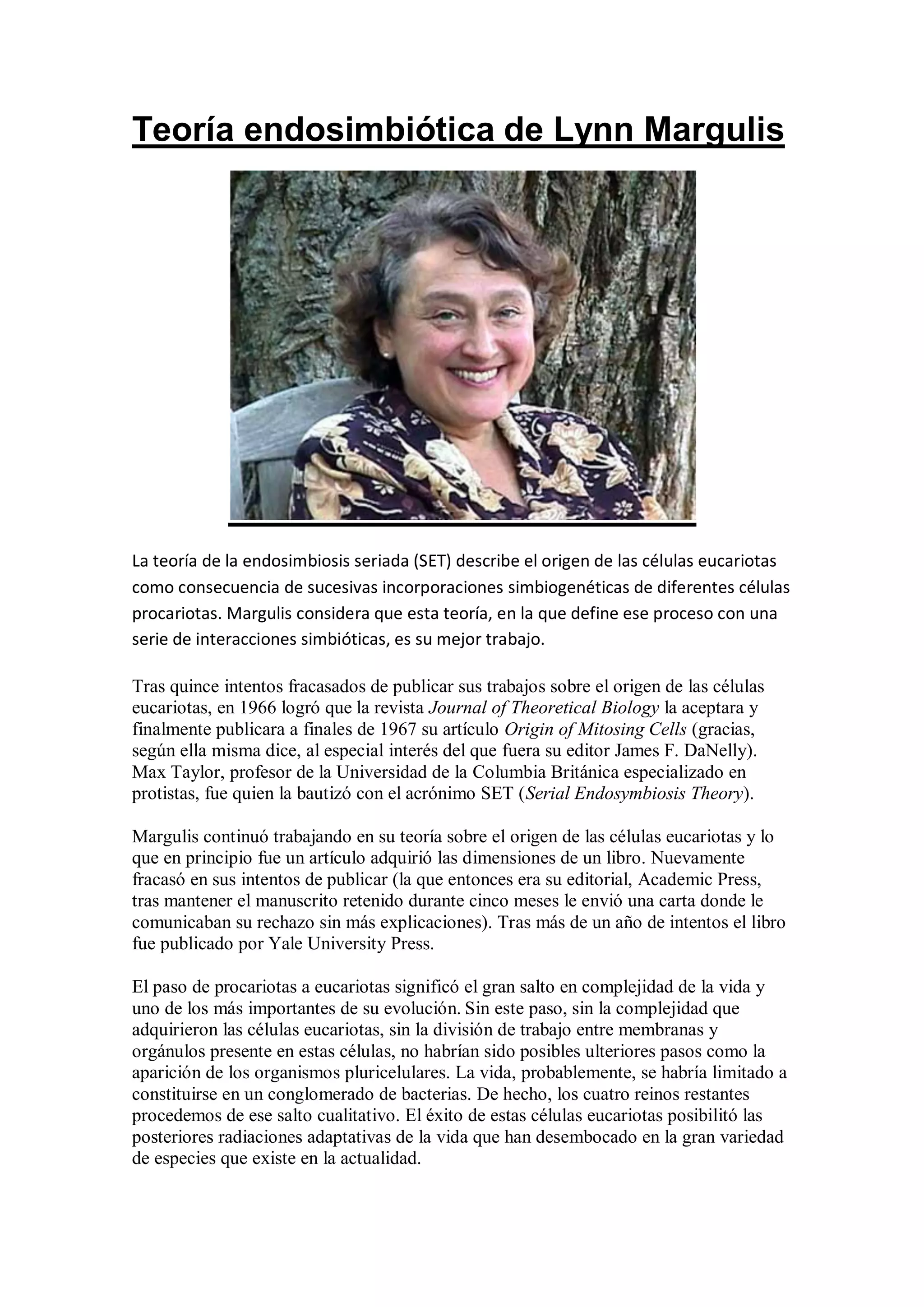Teoría endosimbiótica de Lynn Margulis by Jesús | PDF