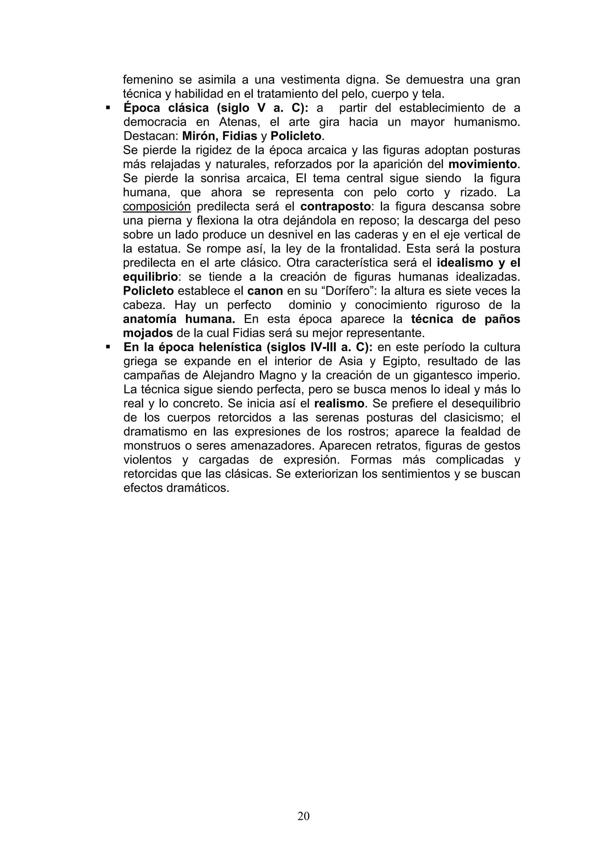 Historia del arte. Arte griego. Apuntes. | PDF