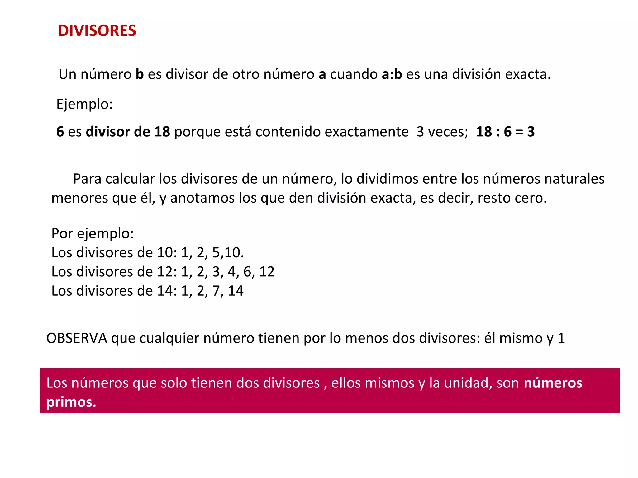 Teoría múltiplos y divisores | PPT