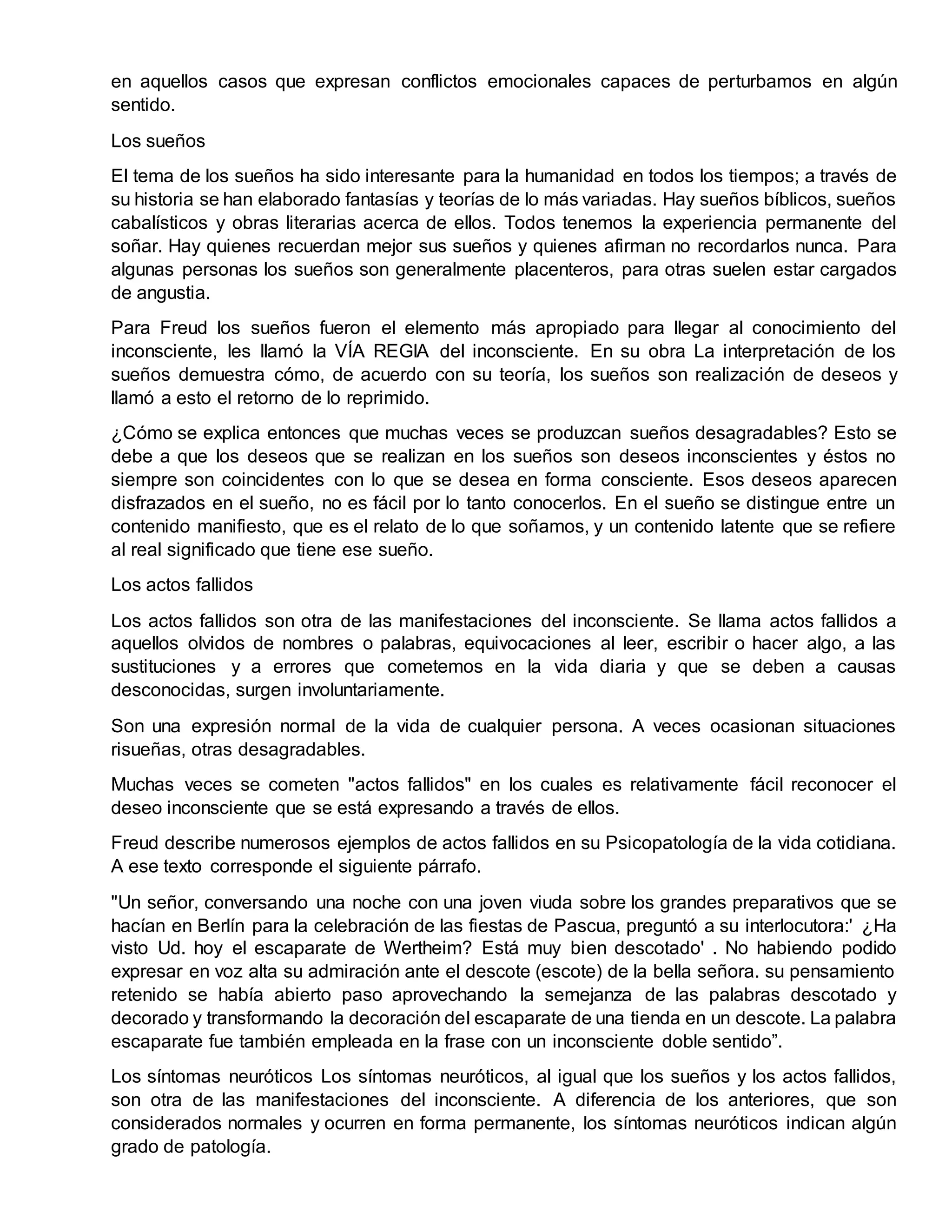 Teorías de sigmund freud primeta topica | DOCX