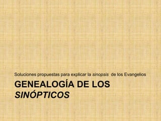 Teoría sobre la otra fuente Q para los Evangelios | PPSX