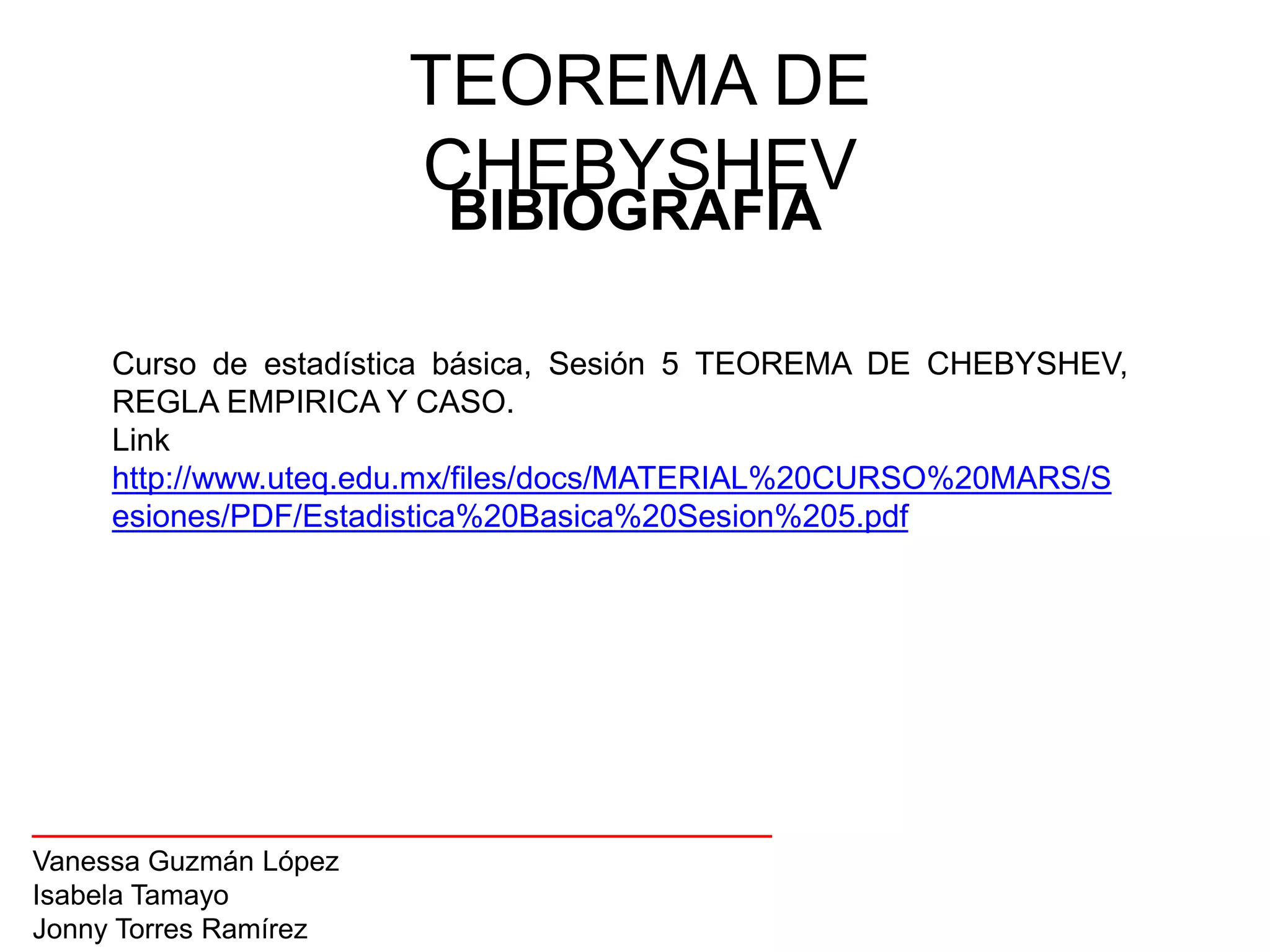 Teorema de chebyshev | PPTX