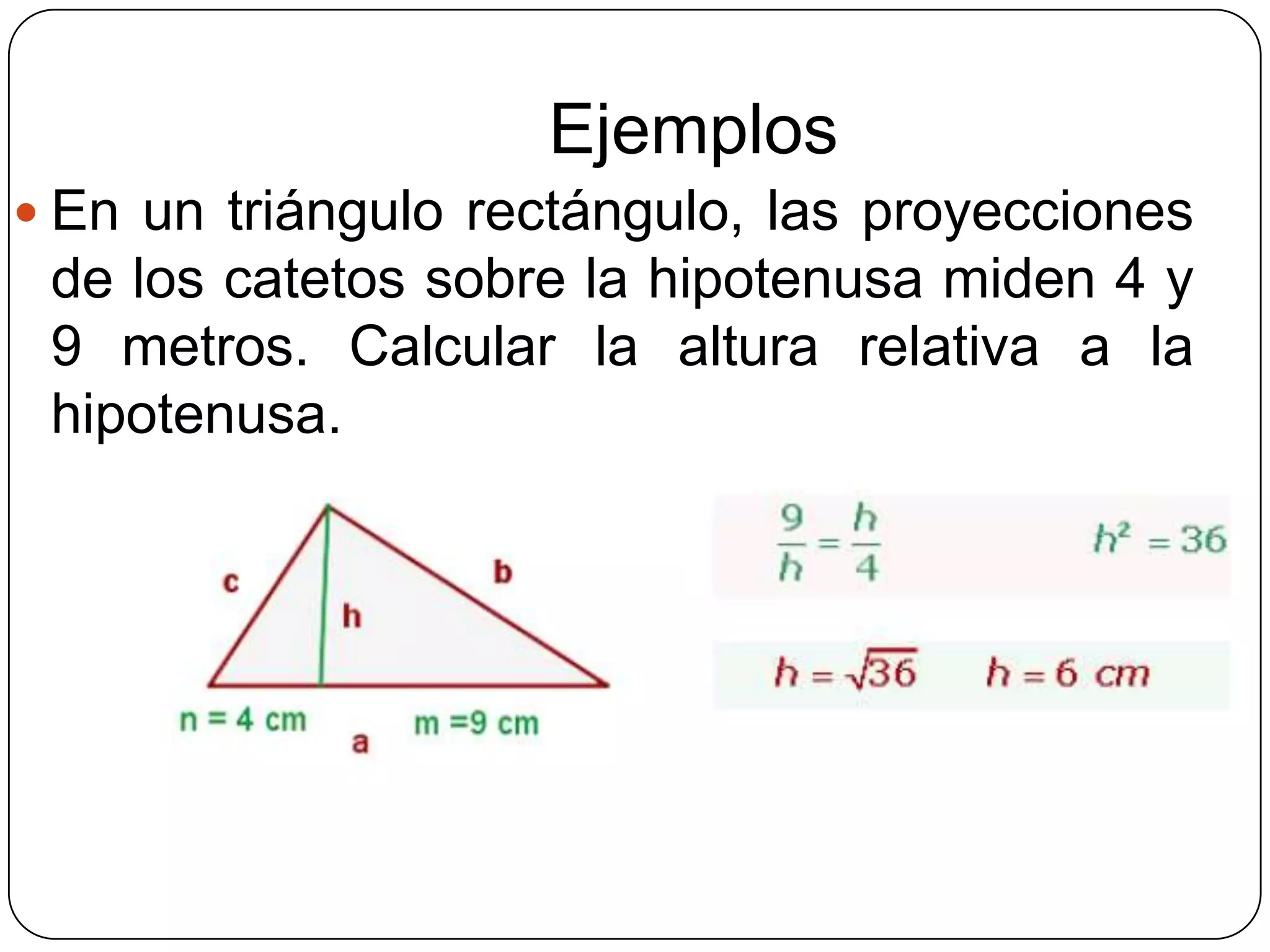 Teorema de la altura y de cateto | PPTX