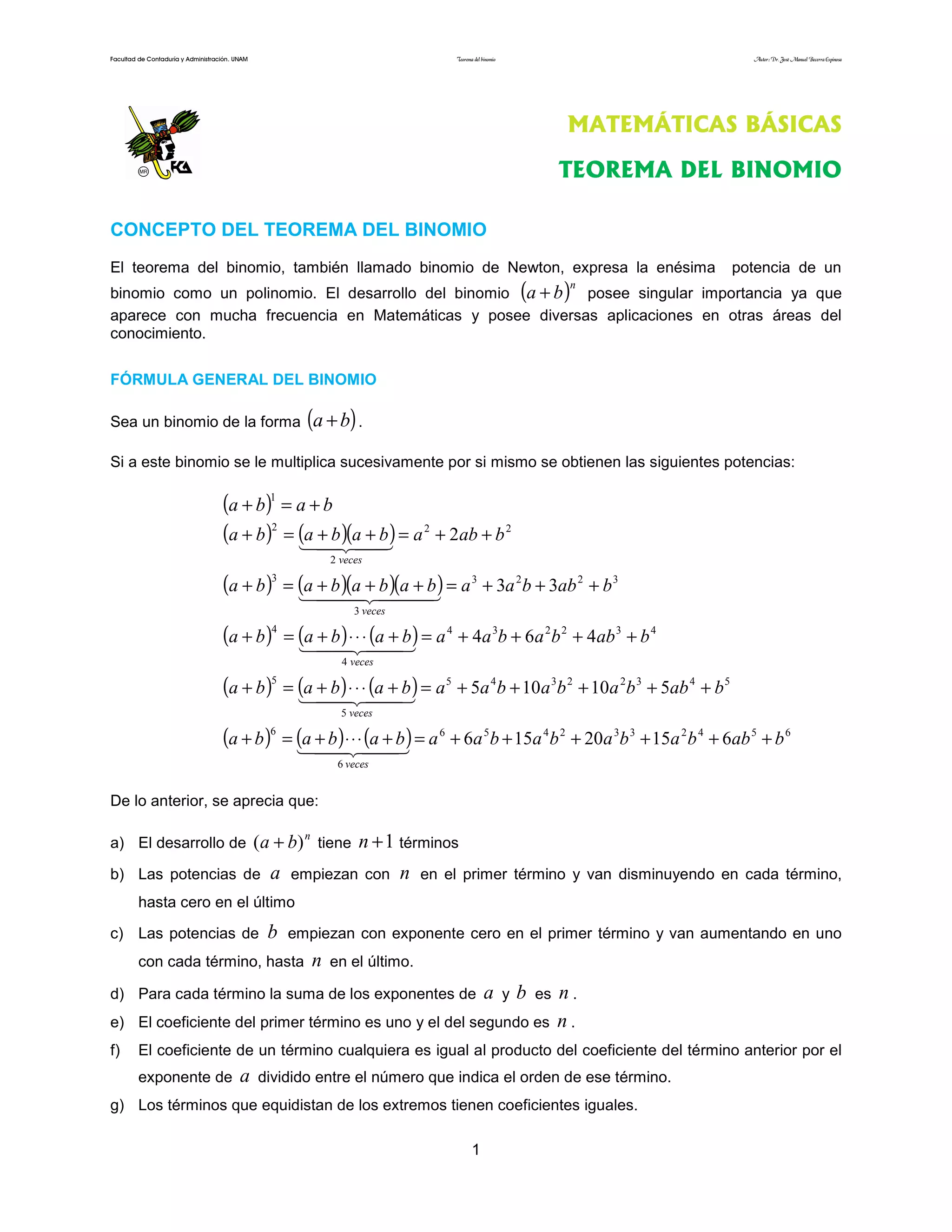 Teorema Del Binomio Pdf
