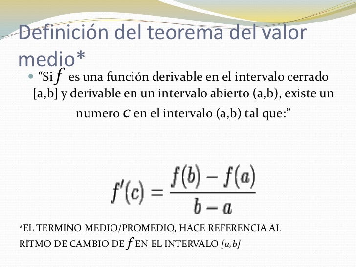 Teorema del valor medio