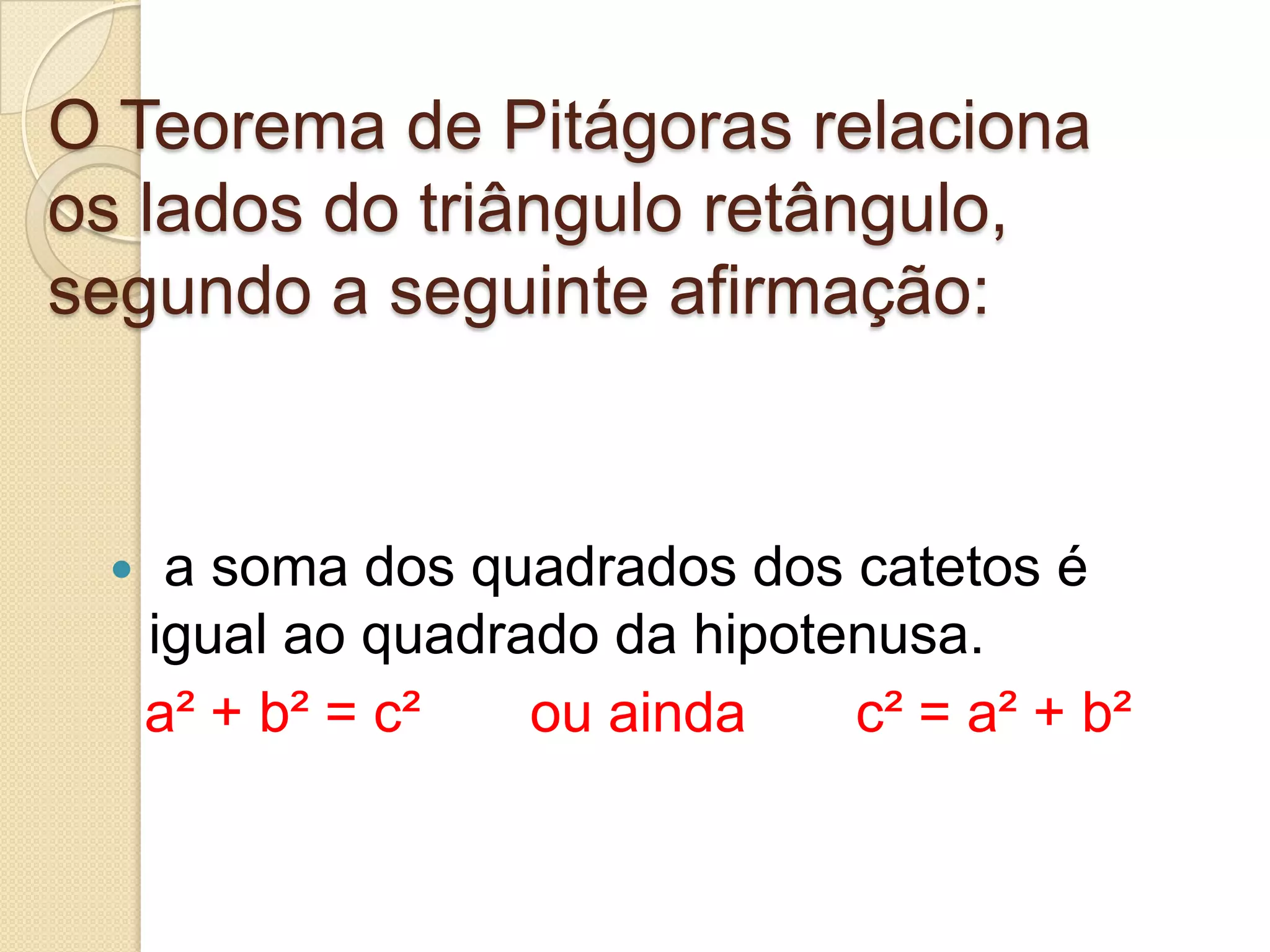 Teorema De Pitágoras Apresentação De Slide Ppt