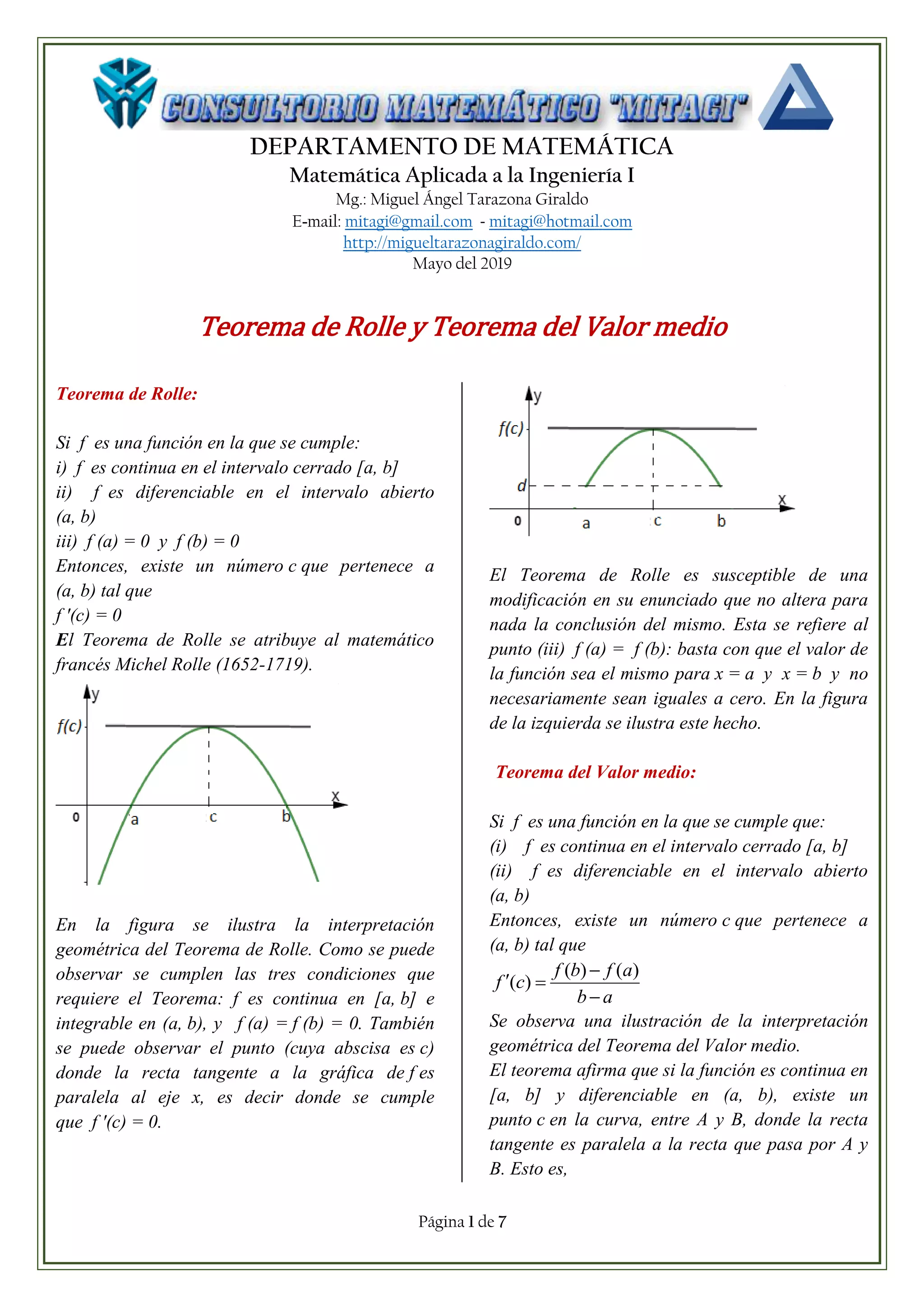 Teorema de rolle | PDF