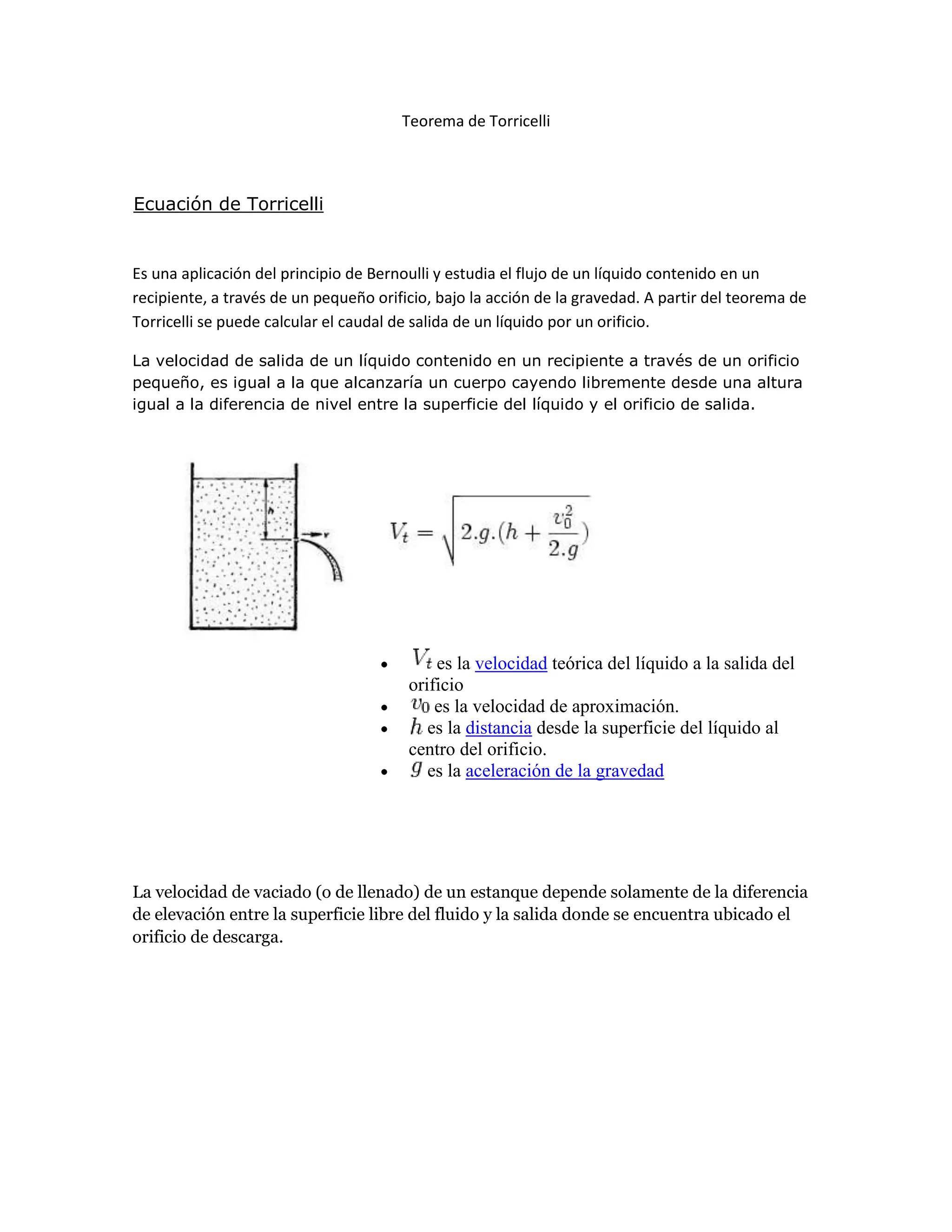 Teorema de torricelli | DOCX