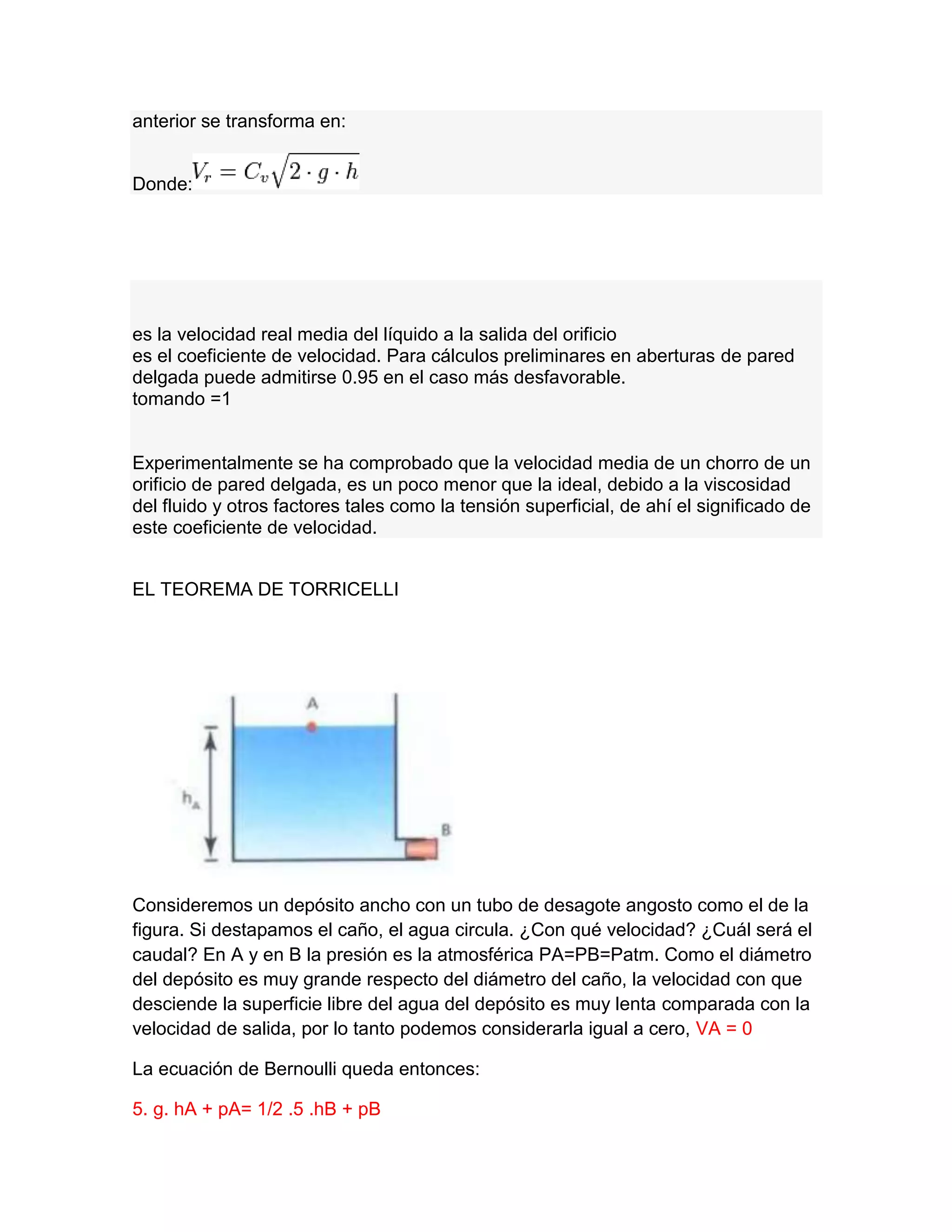 Teorema de torricelli | PDF