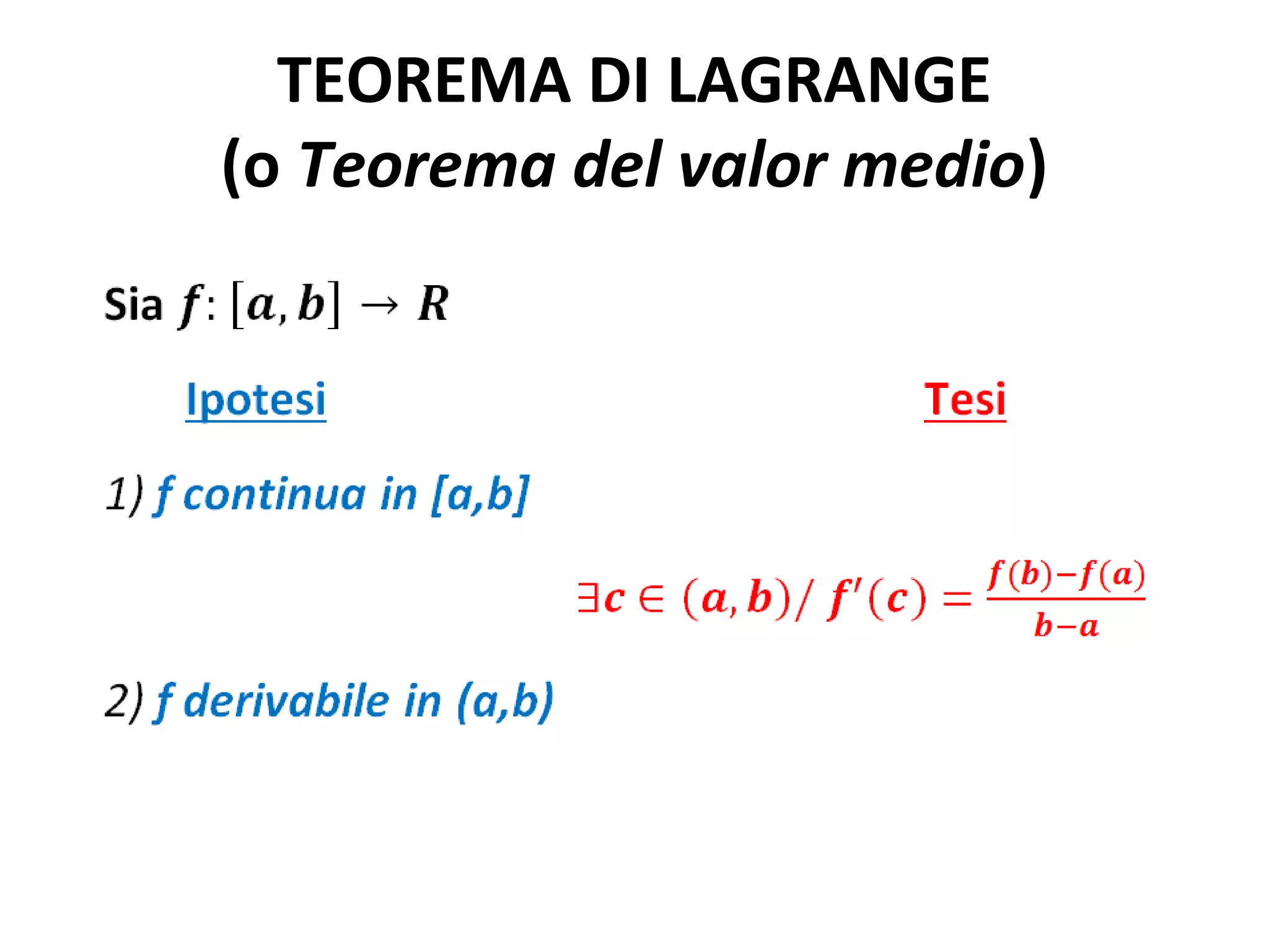 Teorema di lagrange e conseguenze | PPS