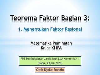 Teorema faktor bagian 3 - Menentukan Faktor Rasional-pjj ds | PPTX