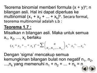 Teorema multinomial dan prinsip sarang merpati | PPTX