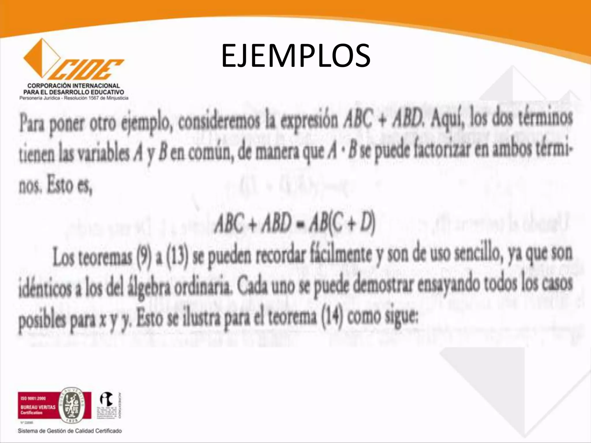 Teoremas de boole y morgan | PPTX