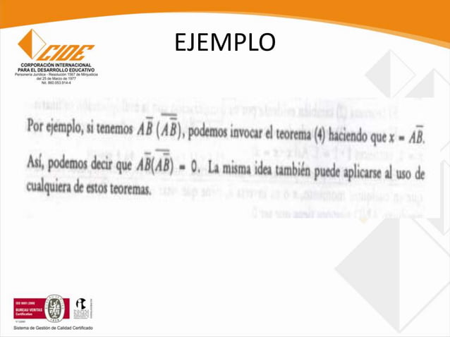 Teoremas de boole y morgan | PPT