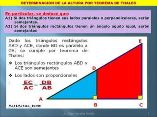 DETERMINACION DE LA ALTURA: Teorema Thales Edken | PPT