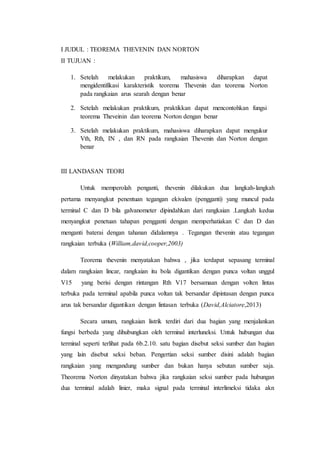 Teorema thevenin dan norton | DOCX