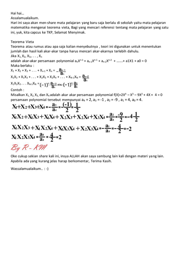 Teorema vieta | DOCX