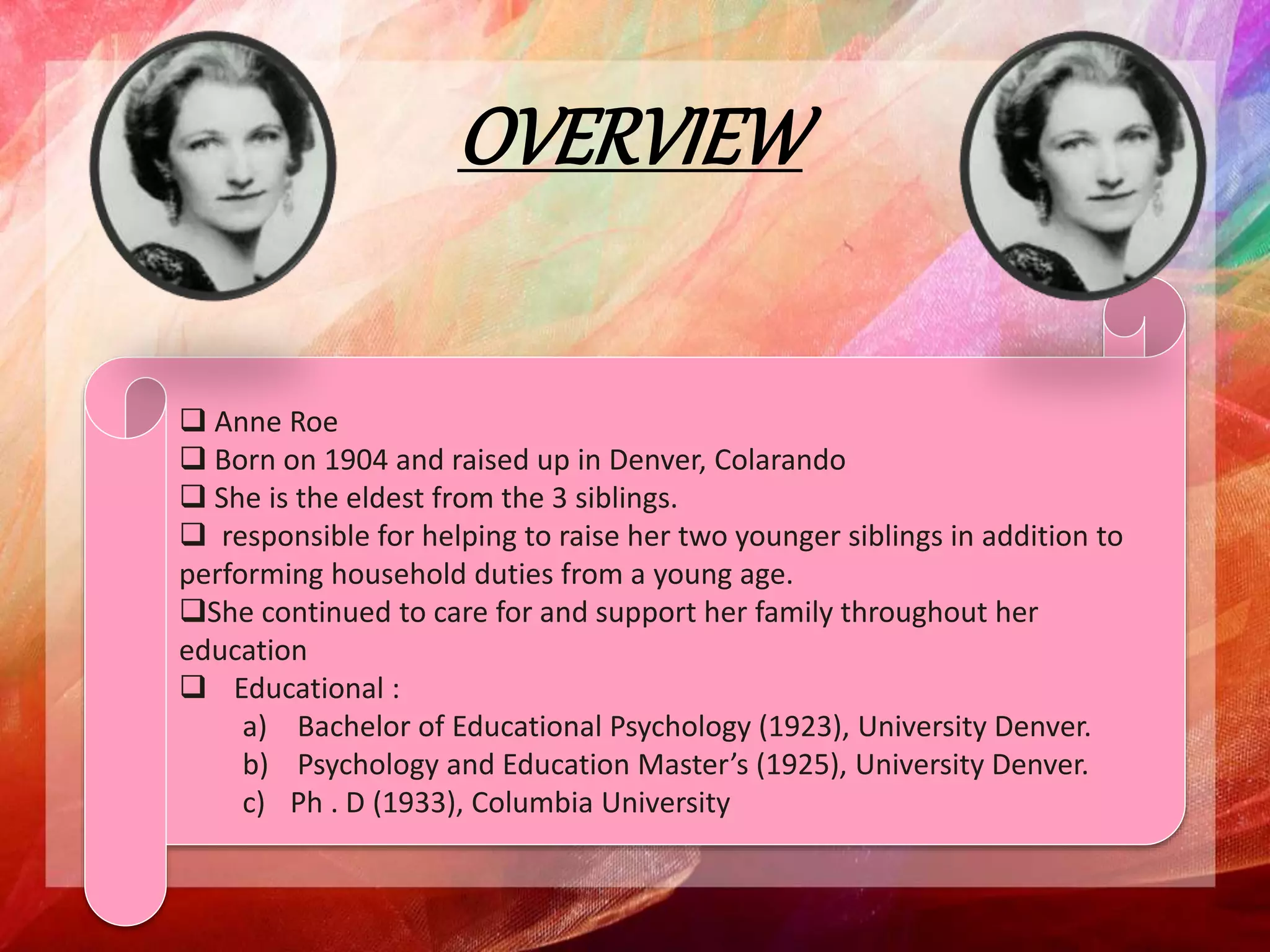 ANNE ROE THEORY OF CAREER CHOICE AND DEVELOPMENT | PPTX