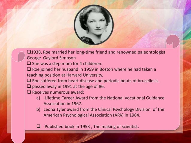 ANNE ROE THEORY OF CAREER CHOICE AND DEVELOPMENT | PPTX | Parenting ...