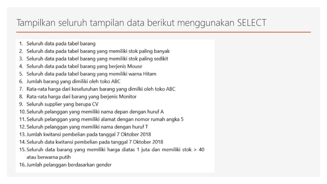 Teori 2 - Soal SELECT | PPT