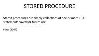 Teori 4 stored procedure | PPTX