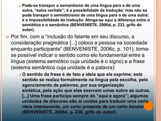 Teoria da enunciação | PPTX