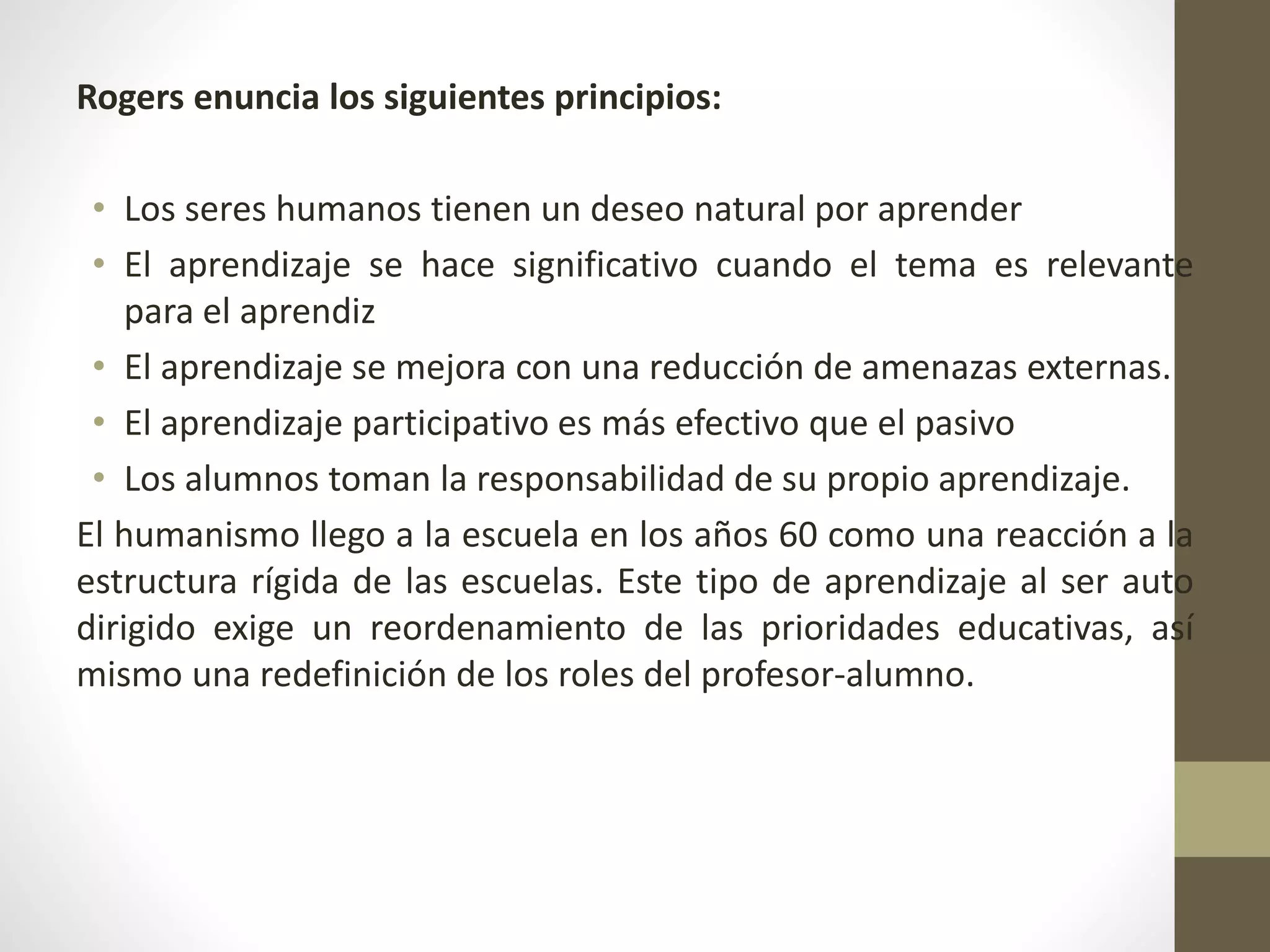 Teoria de aprendizaje de carl rogers y la | PPT