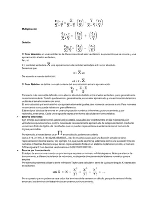 Teoria de errores analisis numerico. | DOCX | Physics | Science