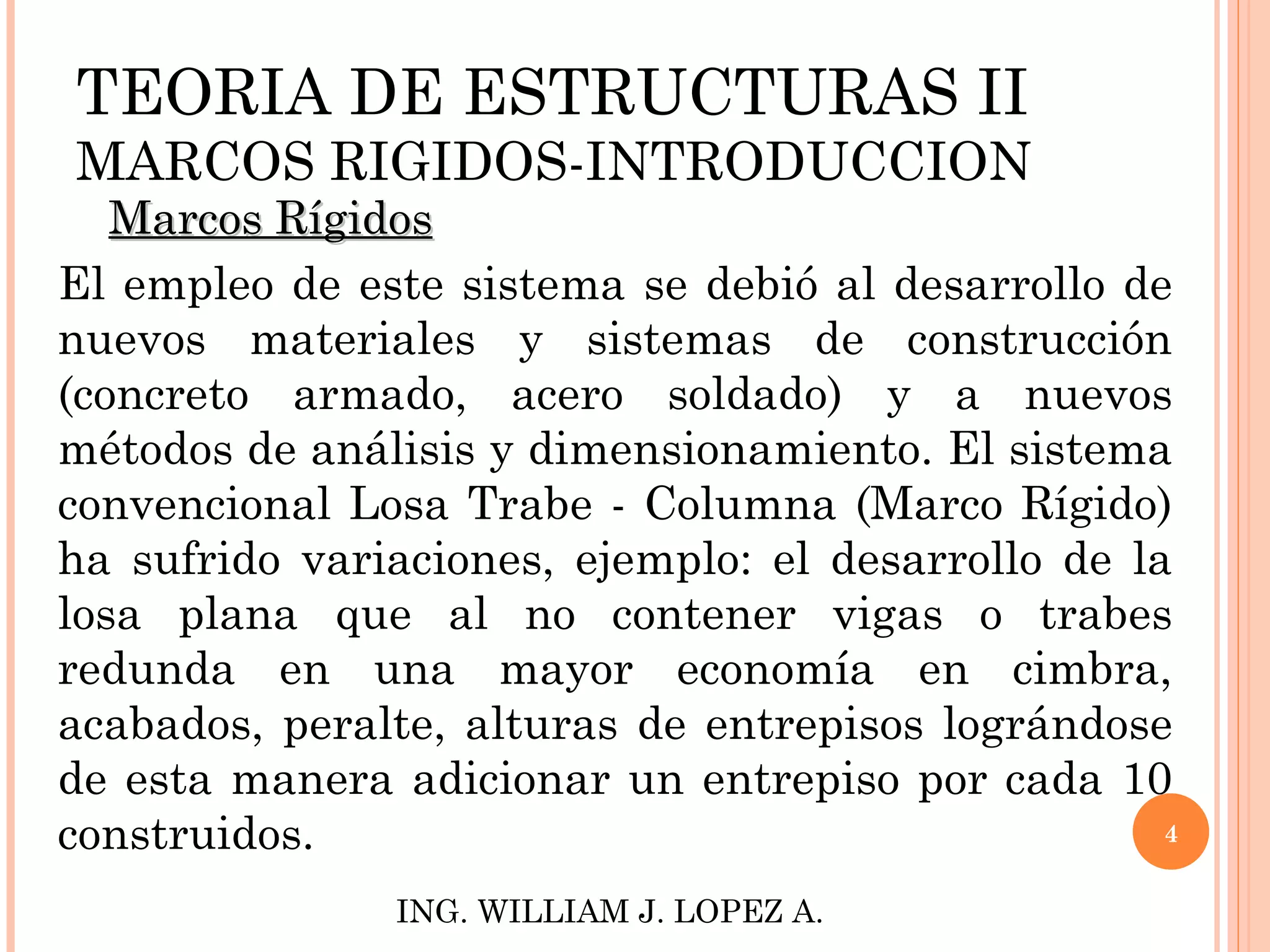 TEORIA DE ESTRUCTURAS II - MARCOS RIGIDOS | PPT