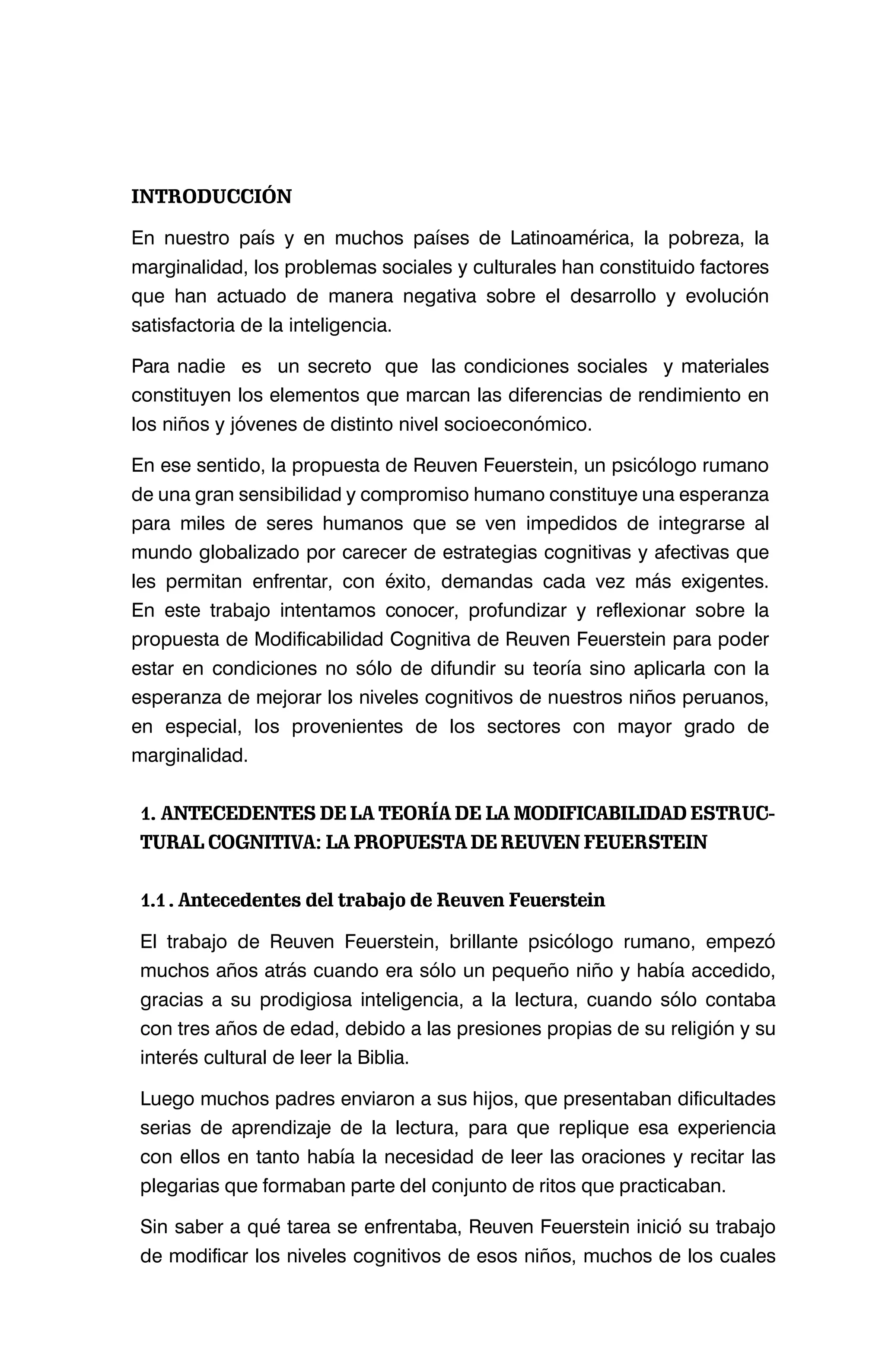 Teoria de la modificabilidad estructural cognitiva de reuven feuerstein ...