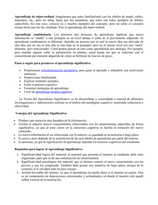 Teoria del Aprendizaje Significativo | DOC