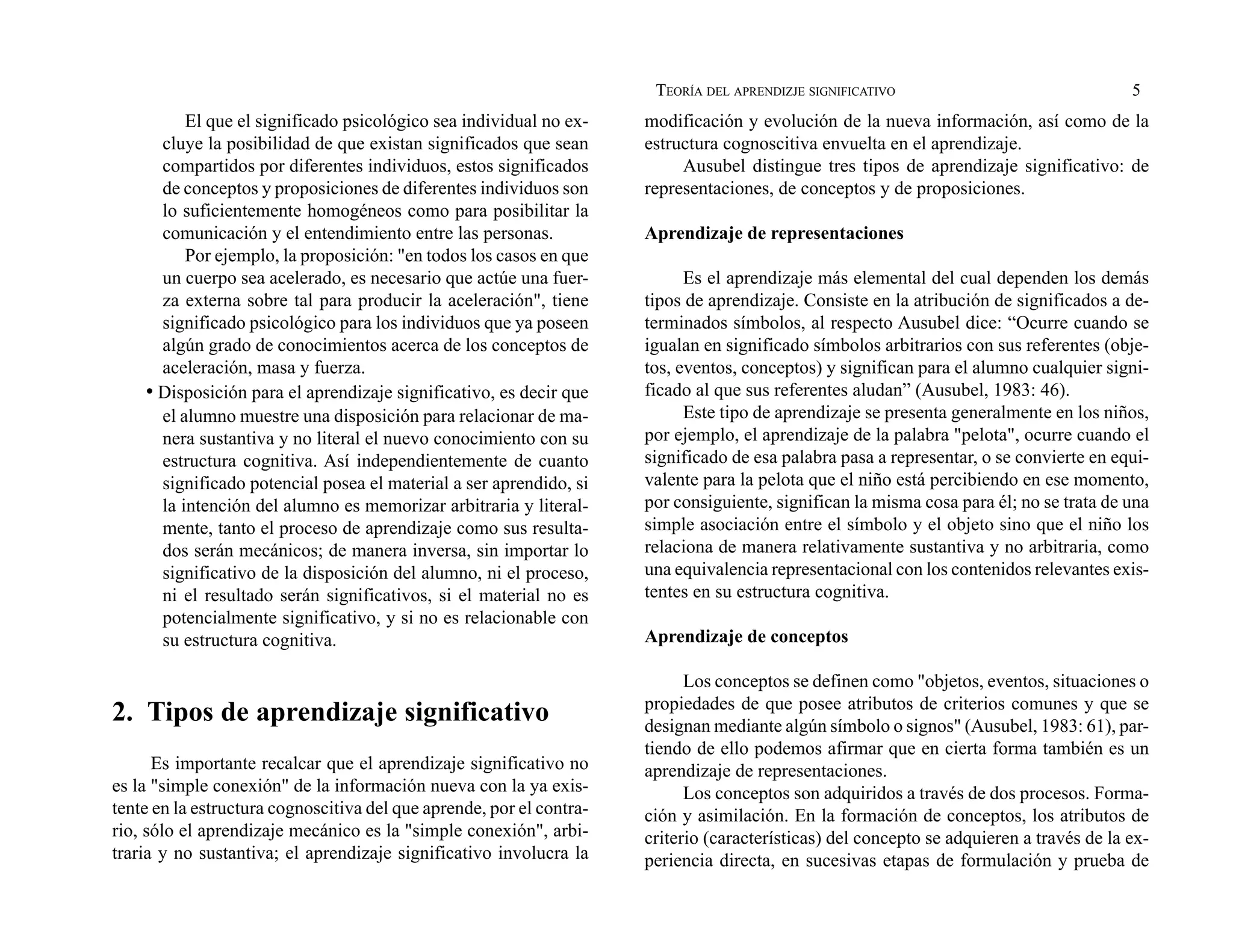 Teoria de Ausubel, aprendizaje significativo | PDF