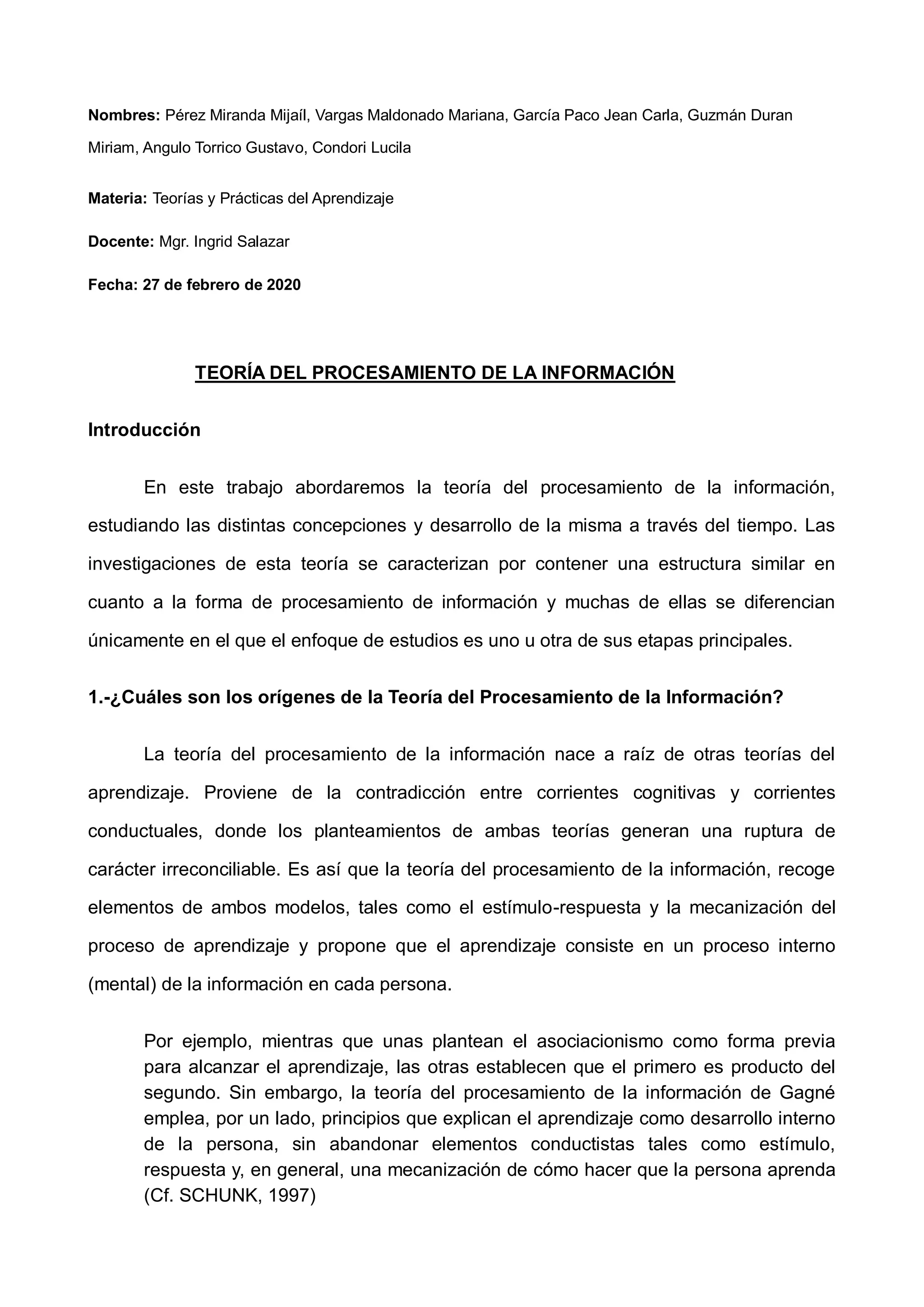 Teoria De Procesamiento De La Información Pdf