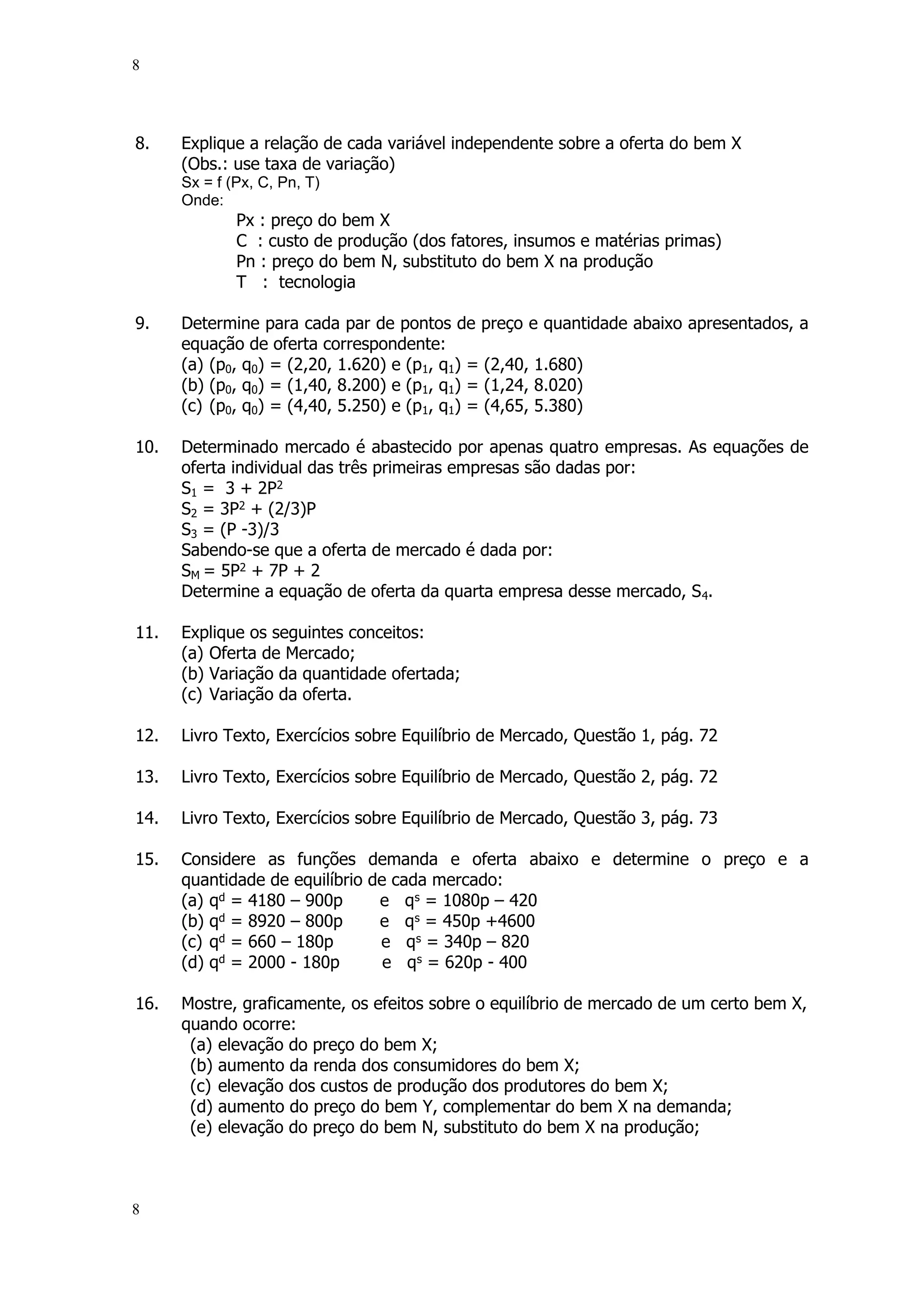 Teoria econômica i lista de exercicios (micro).doc