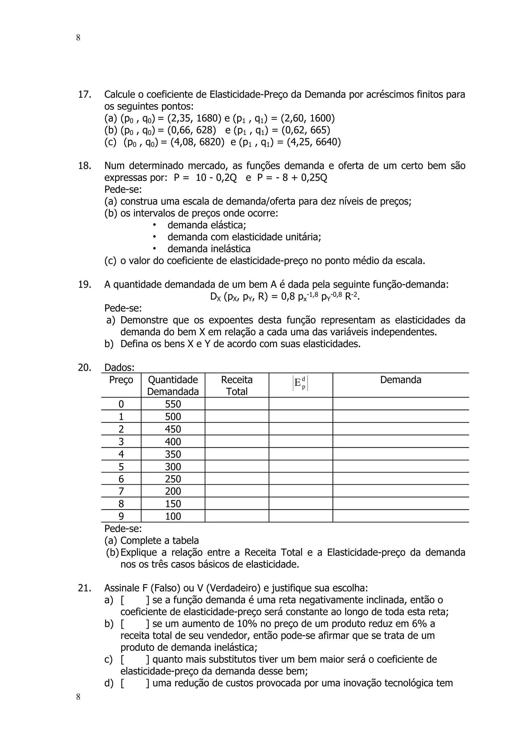 Teoria econômica i lista de exercicios (micro).doc