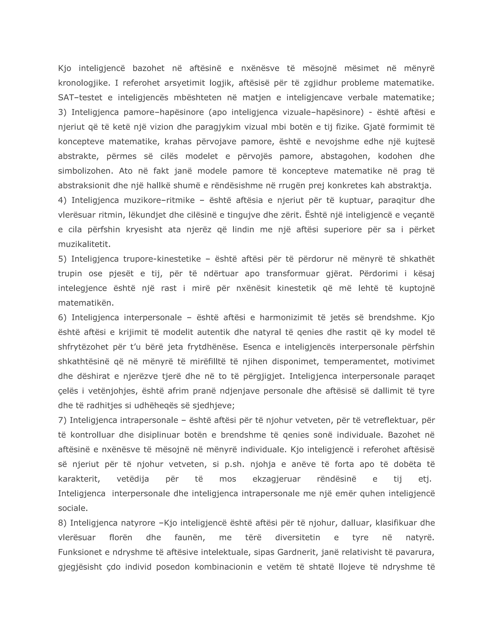Teoria e inteligjencave të shumëfishta | DOCX